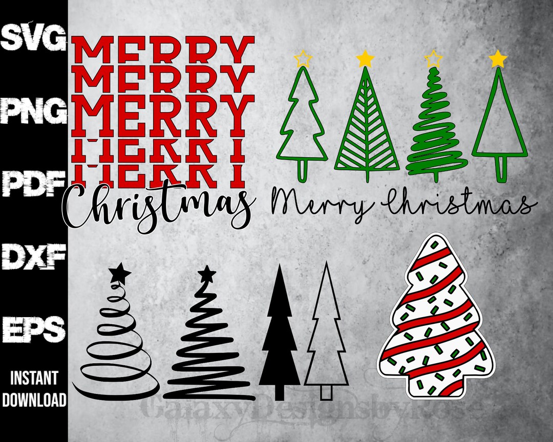 SVG Christmas Tree Bundle, Png, Pdf, Dxf, Eps, Merry Christmas Svg ...