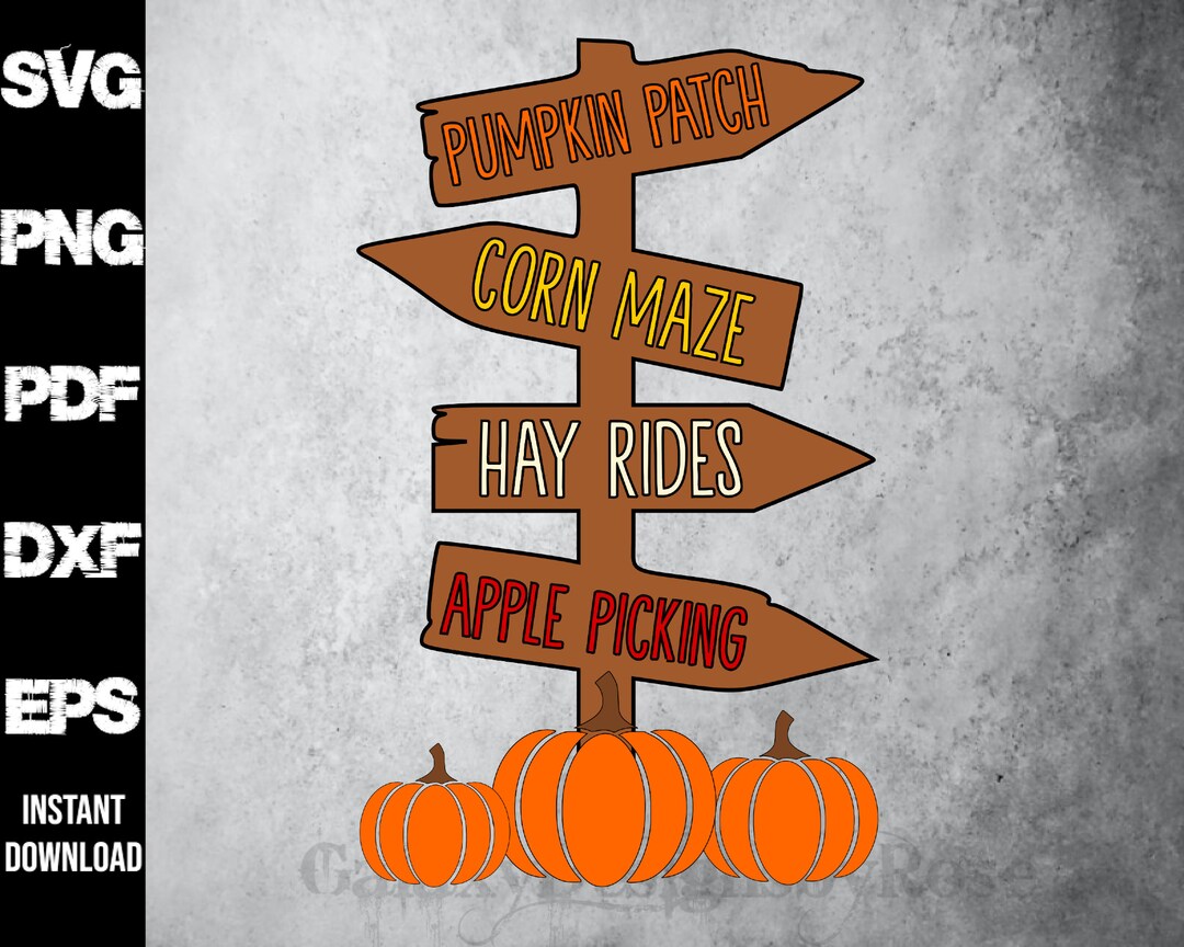 SVG Halloween Pumpkin Patch Sign, Png, Pdf, Dxf, Eps, Hay Rides Sign ...