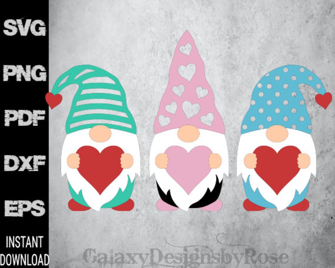 SVG Valentine's Gnomes, Png, Pdf, Dxf, Eps, Cute Valentine's GNOMES ...