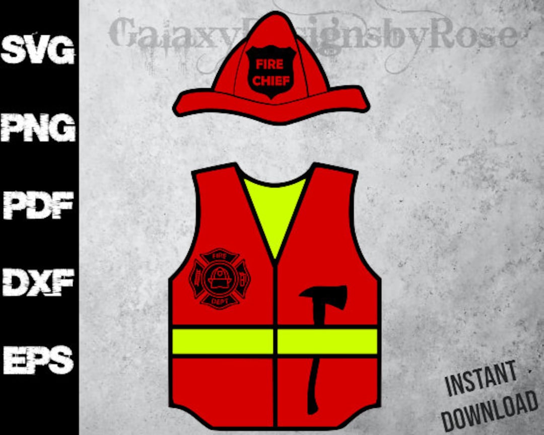 SVG Costume Fireman's Vest, Png, Pdf, Eps, Dxf, Firefighters Vest ...