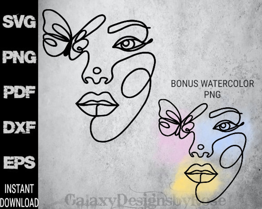 SVG Beautiful Line Drawing, Png, Pdf, Dxf, Eps, Line Drawn Face Svg ...