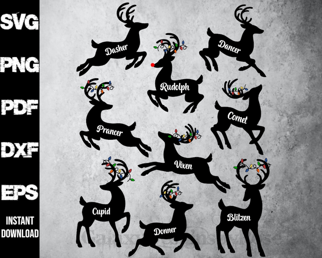SVG Santa's Reindeer, Png, Pdf, Dxf, Eps, Merry Christmas SVG ...