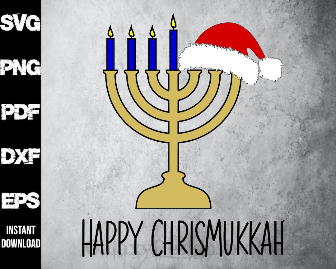 SVG Happy Chrismukkah, Png, Pdf, Dxf, Eps, Happy Hannukah Svg, Merry ...