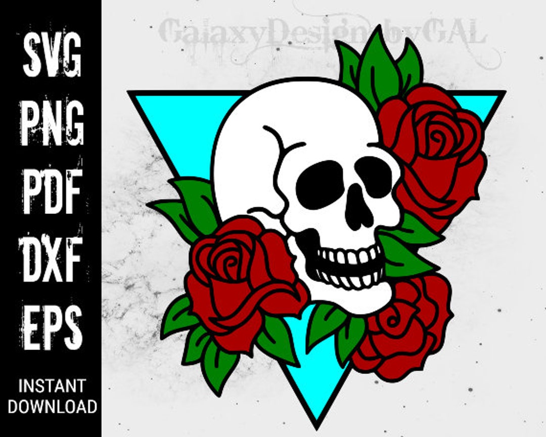 SVG Skull Roses Art, Png, Pdf, Dxf, Eps, Skull Rose Sticker, Artsy ...