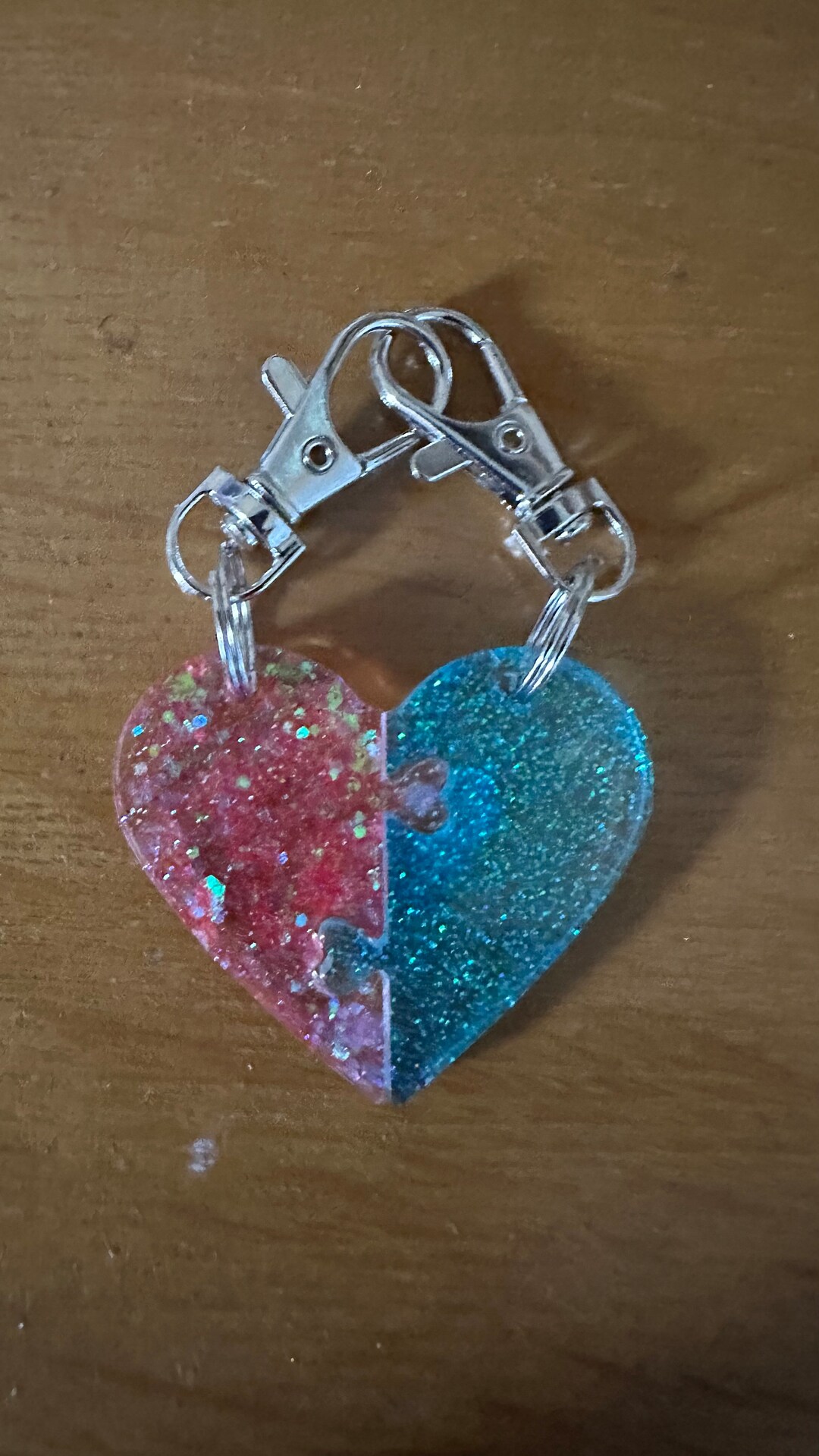 His and Hers Interlocking Resin Heart Keychains - Etsy