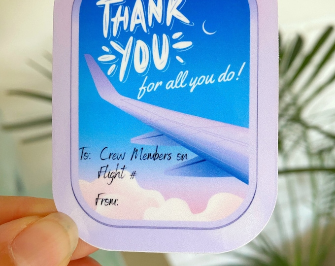 Flight Attendant Gift Bags Label , Flight Crew Thank You Sticker ...