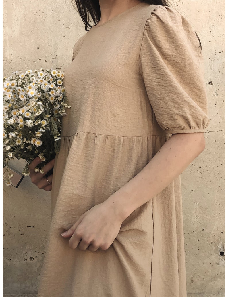 Short Puff Sleeves Maxi Dress PDF Sewing Pattern for Women - Etsy