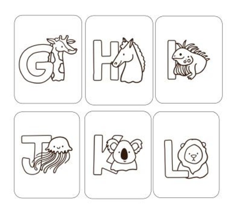 Animal Alphabet A-Z Coloring Pages - Etsy