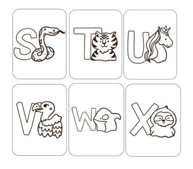Animal Alphabet A-Z Coloring Pages - Etsy