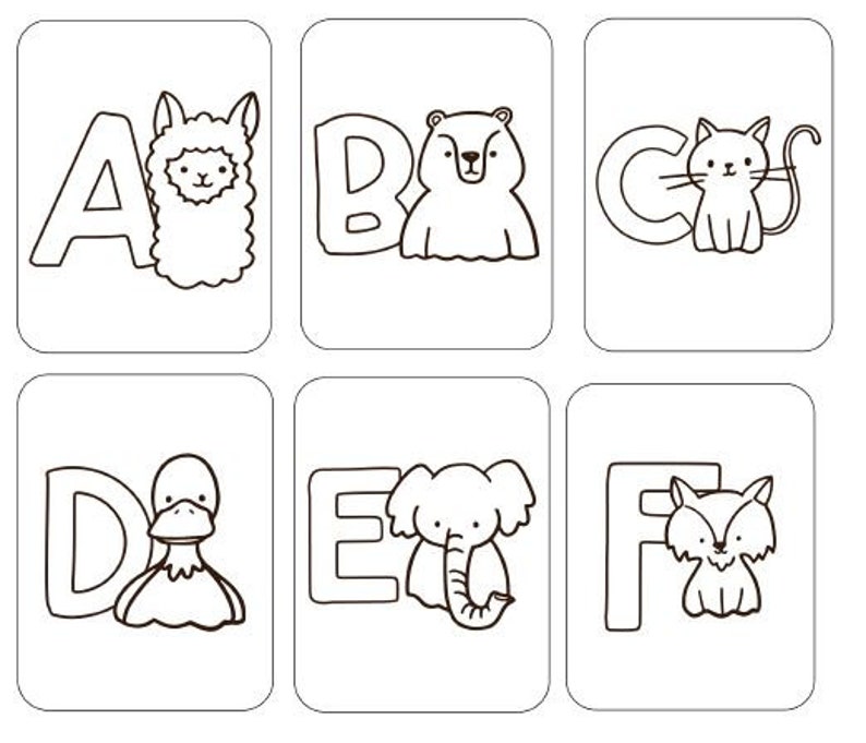 Animal Alphabet A-Z Coloring Pages - Etsy