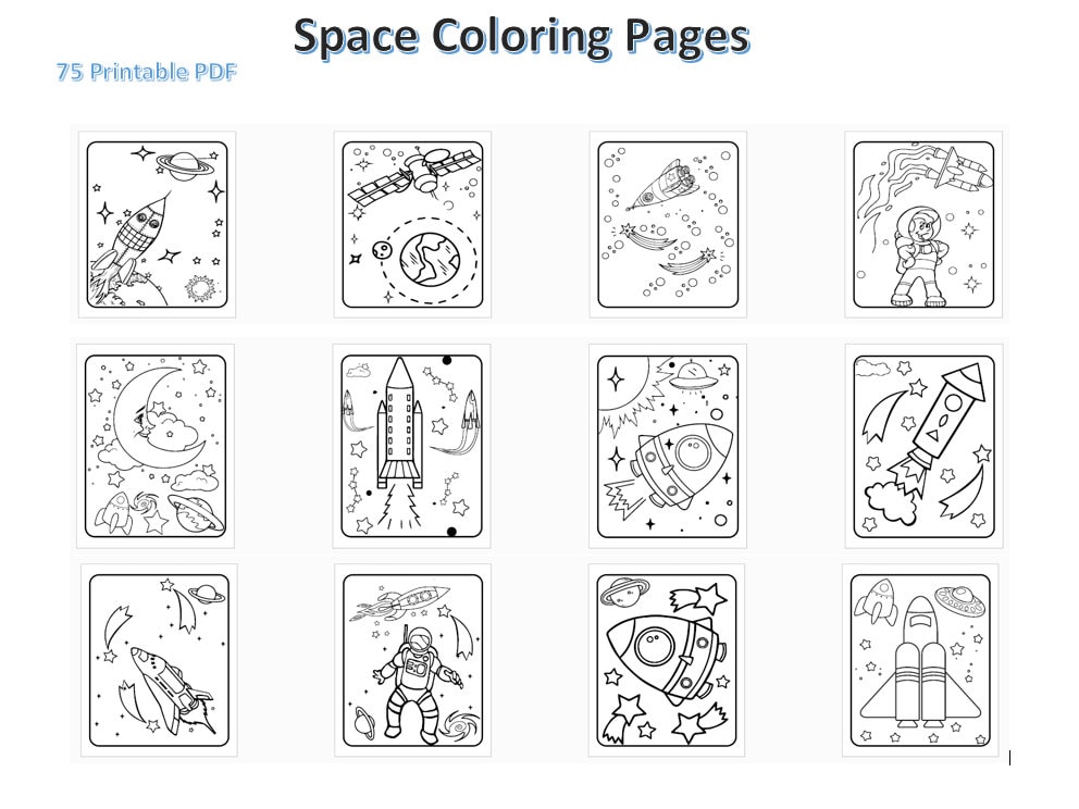 Space Coloring Printable Pages - Etsy
