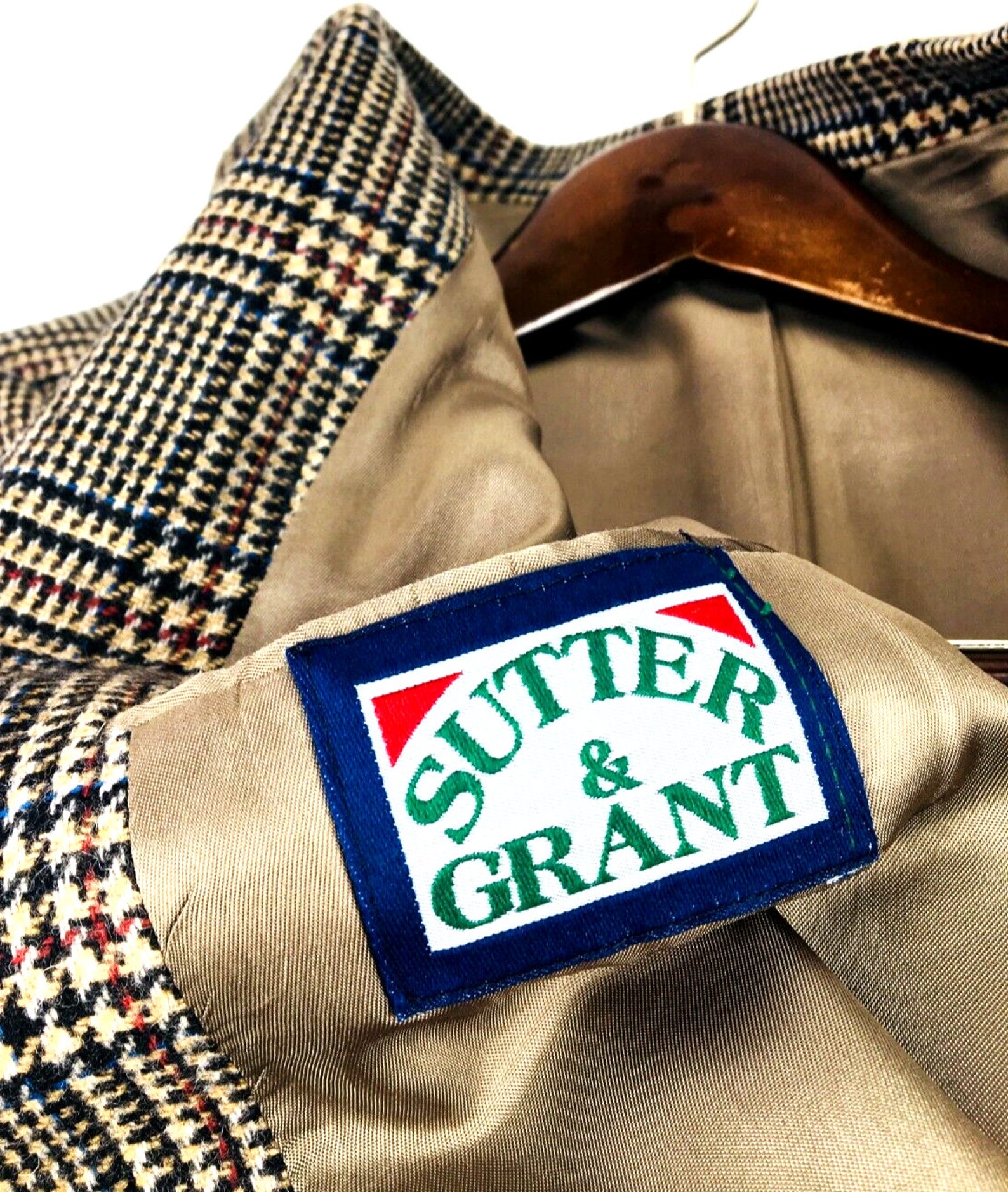 42L Sutter & Grant USA Men's Vintage Pure Wool Two Button Blazer Sport Coat Glen Check - Etsy