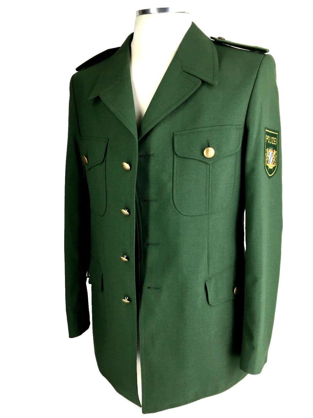 38R Germany Polizei Mens Vintage 4 Button Blazer Jacket Olivine Brass ...