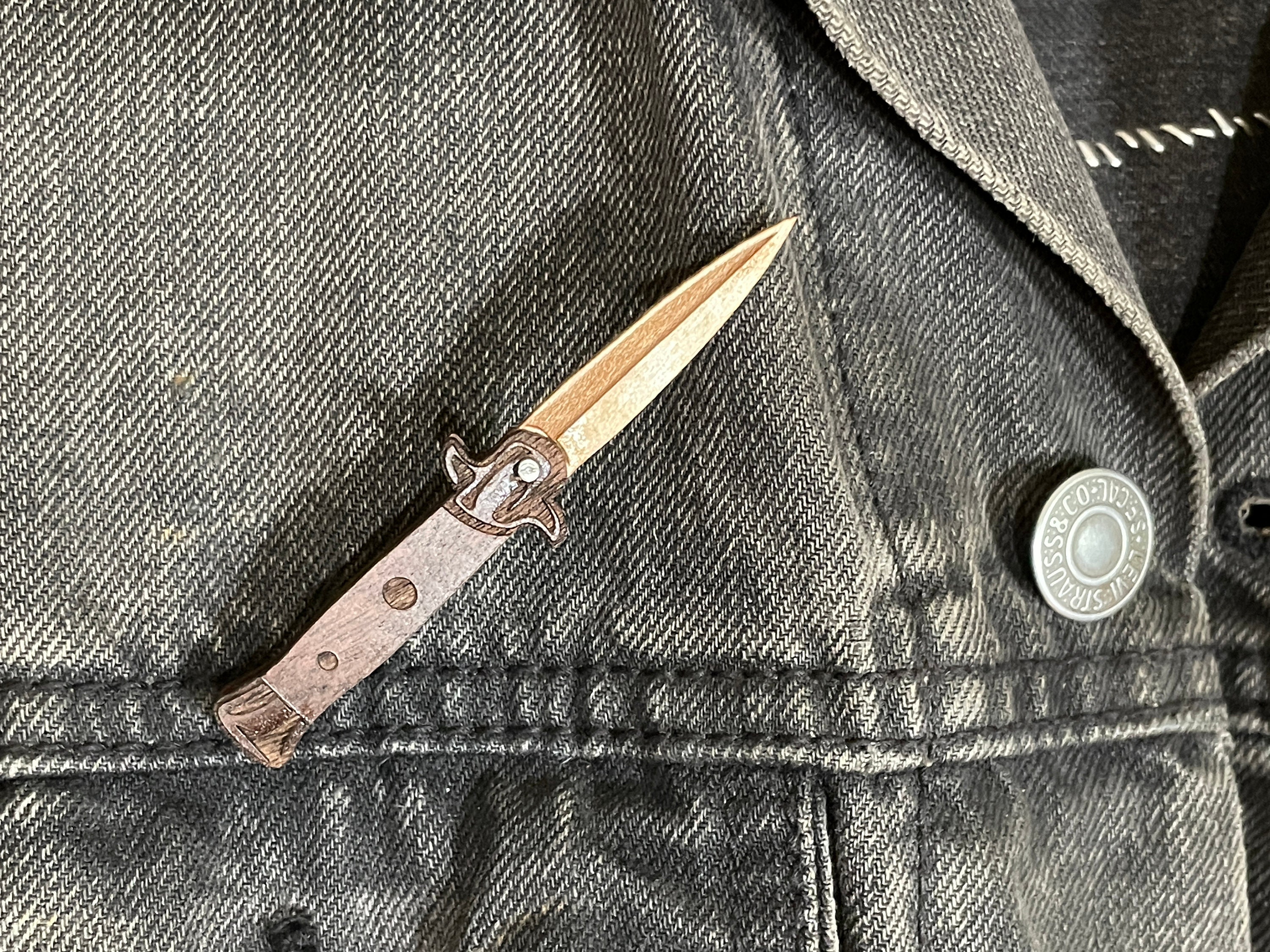 Switchblade Pin That Opens and Closes / Laser Cut / Wooden - Etsy
