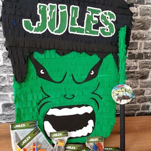 PINATA 70 Cm Height, HULK Filled With 10 Bags of Toys, Personalized ...