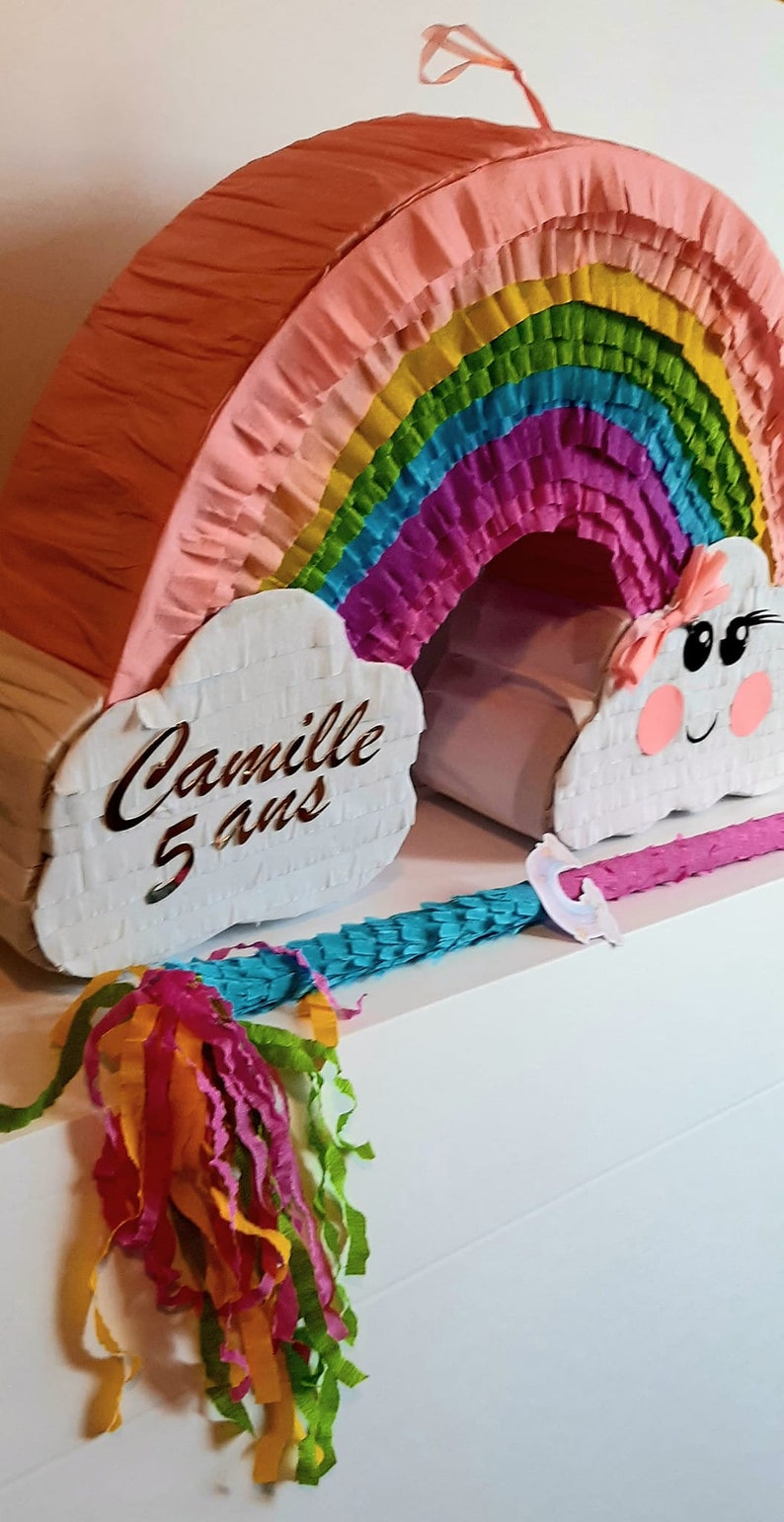 Large Rainbow Pinata 68 Cm in Length, Customizable, Filled, Stick ...