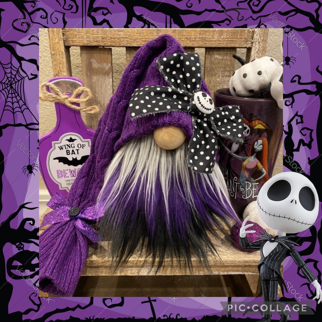 Nightmare Before Christmas Halloween Gnome Handmade Gnome - Etsy