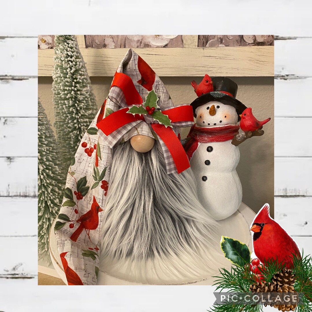 Cardinals Christmas Gnome, Handmade Gnome, Seasonal, Holiday, Birds ...