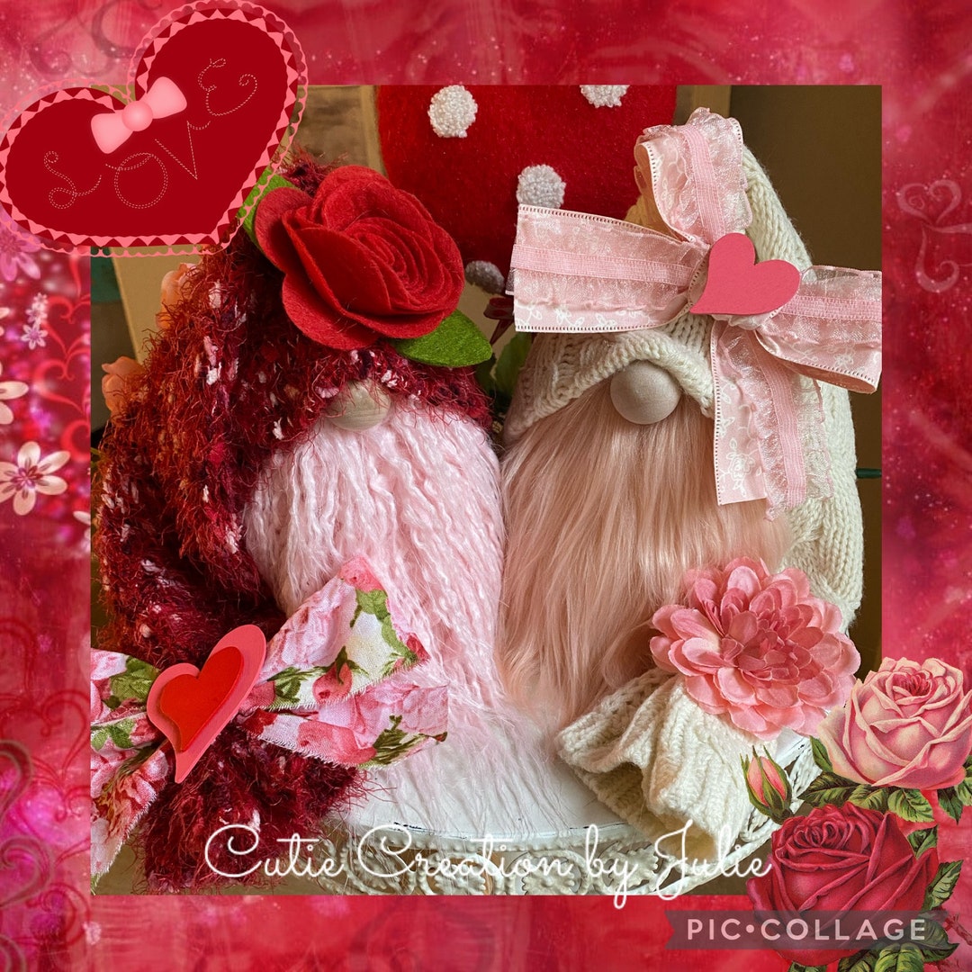 Valentines Day Gnomes Set, Vintage Valentine, Valentine Tiered Tray ...