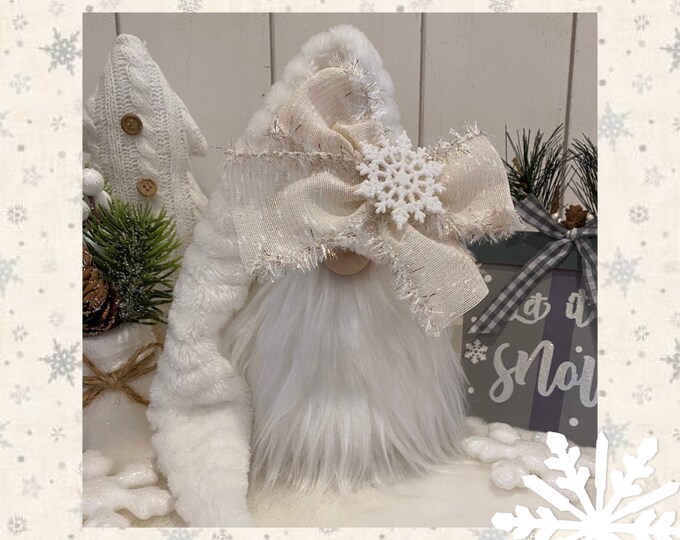 Fluffy White Snowflake Christmas Gnome, Winter Gnome, Seasonal Gnome ...