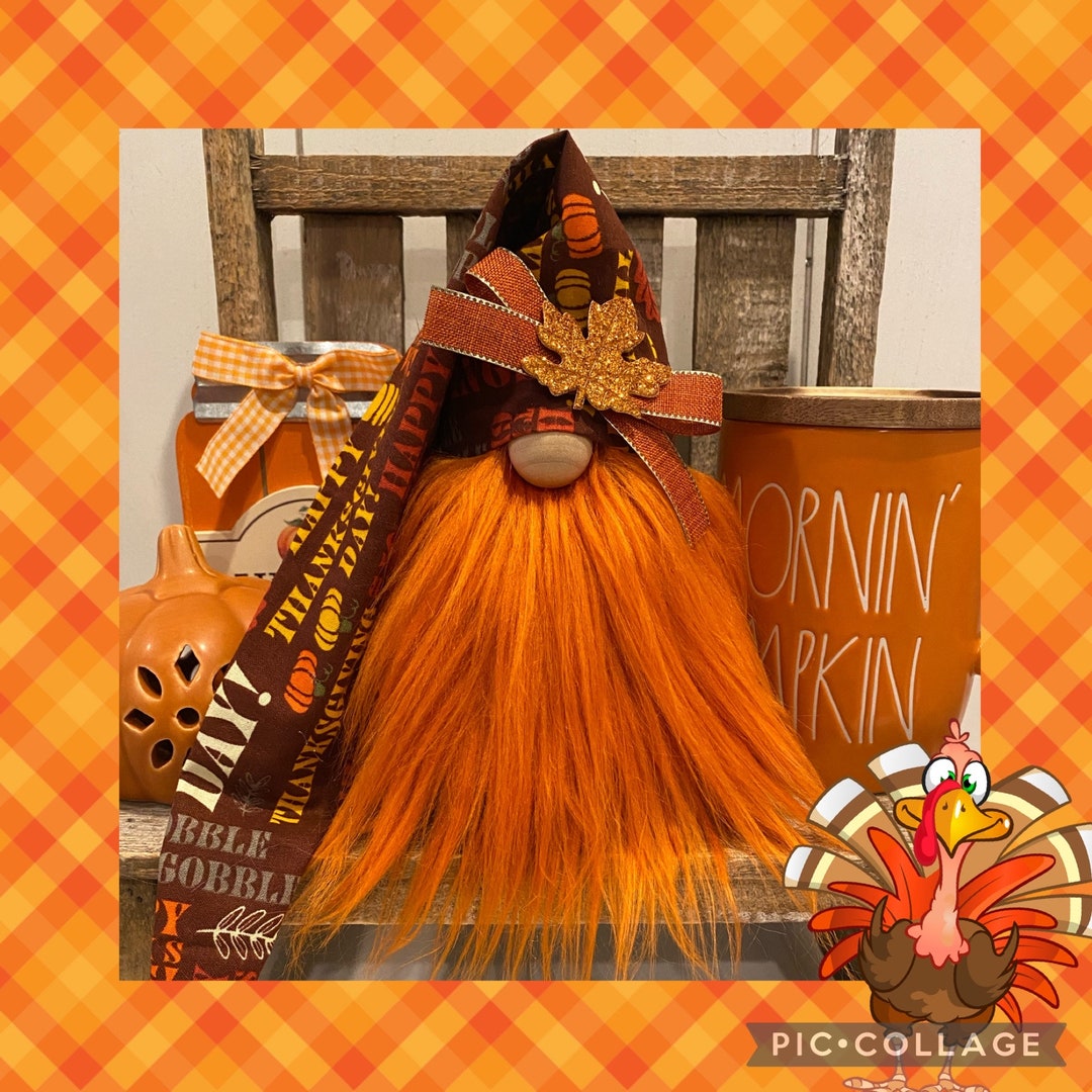 Thanksgiving Gnome, Turkey Gnome, Handmade Gnome, Fall Gnome, Tomte ...