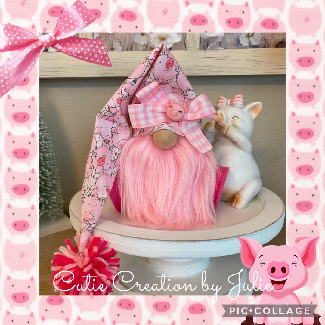 Pig Gnome, Pig Decor, Tier Tray Decor, Farmhouse Gnome, Gnome With ...
