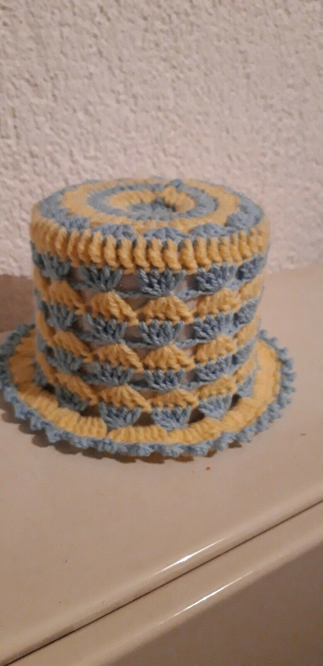 67 Toilet Paper Hat Toilet Hat Crocheted in Light Blue and Yellow - Etsy UK