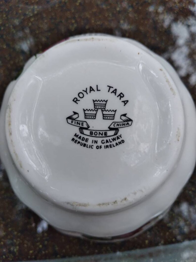 Royal Tara bone china Galway red white rose sugar bowl and | Etsy