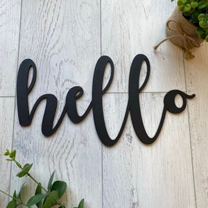 Hello Wood Word Laser Cutout Hello Sign Entryway Sign Laser Cut Foyer ...