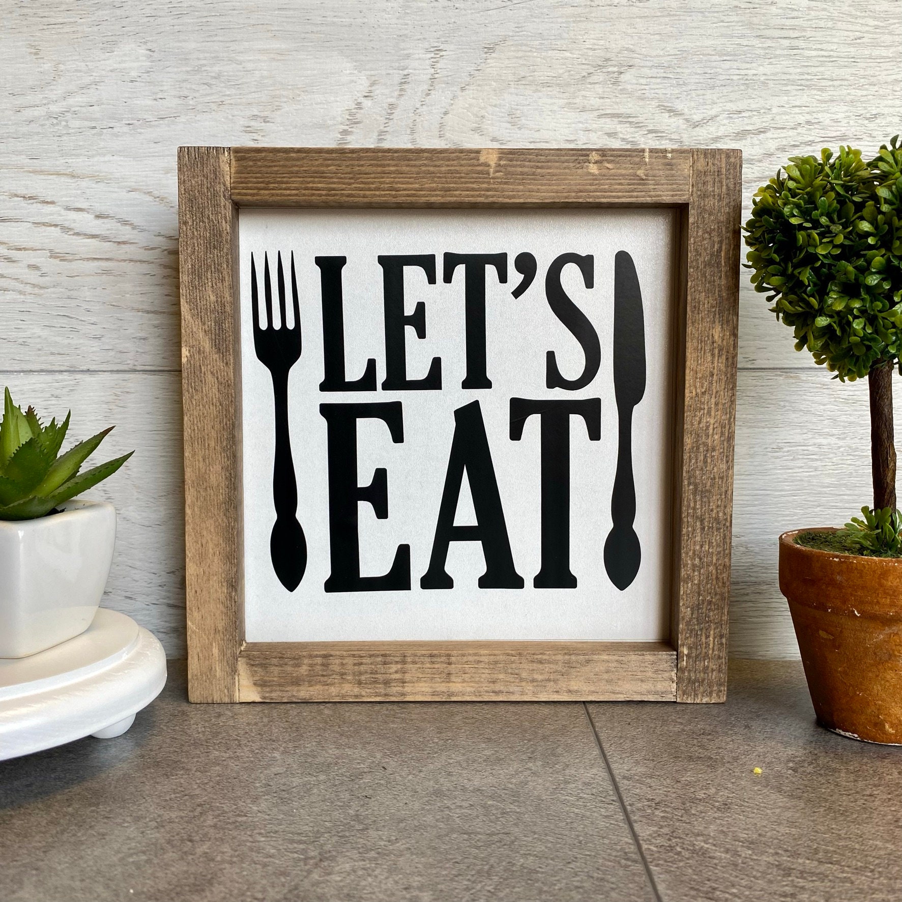 Kitchen Decor Let's Eat Sign Kitchen Sign Farmhouse - Etsy Polska
