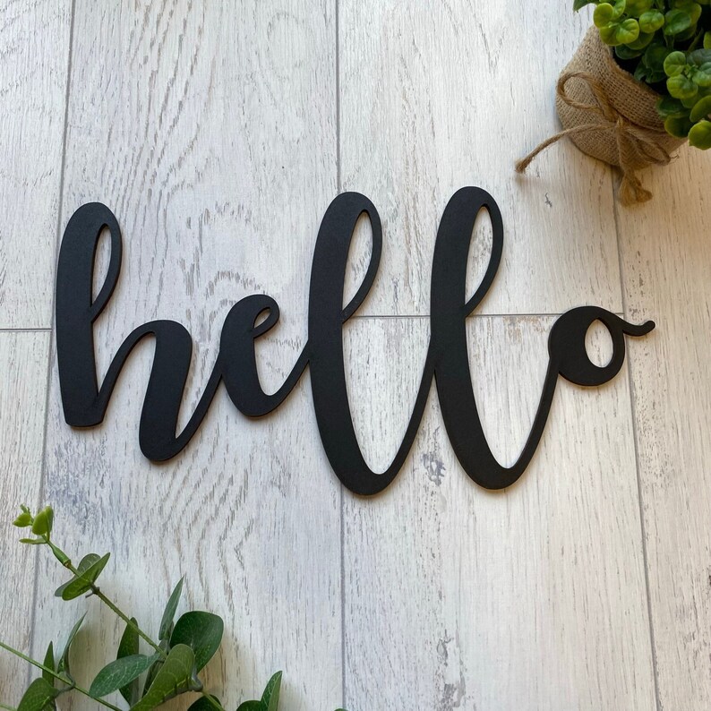 Hello Wood Word Laser Cutout Hello Sign Entryway Sign - Etsy Canada