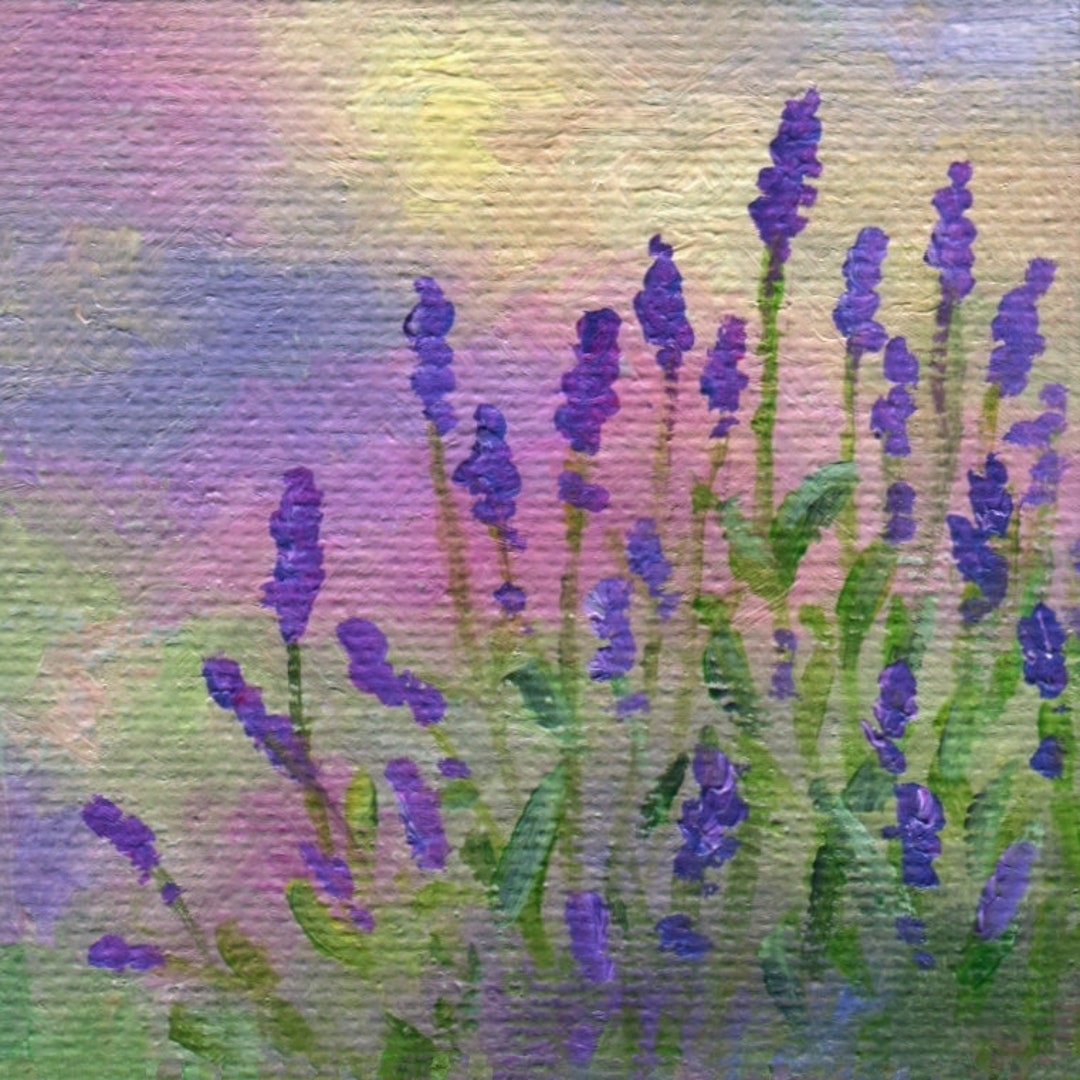 Colorful Lavender, Miniature Oil Painting With Mini Easel, Tiny ...