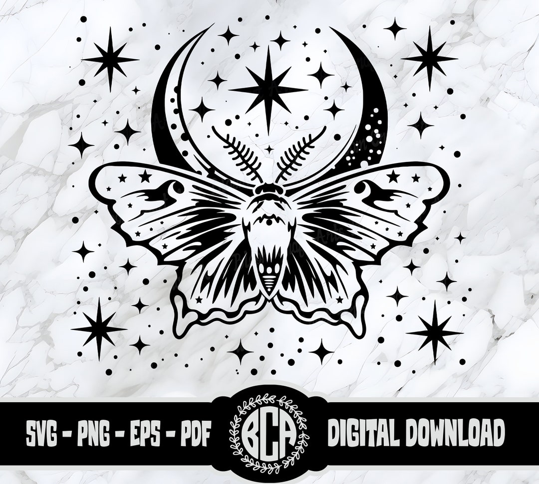Celestial Moth SVG | Starry Night Moth PNG | Cosmic Butterfly Design ...