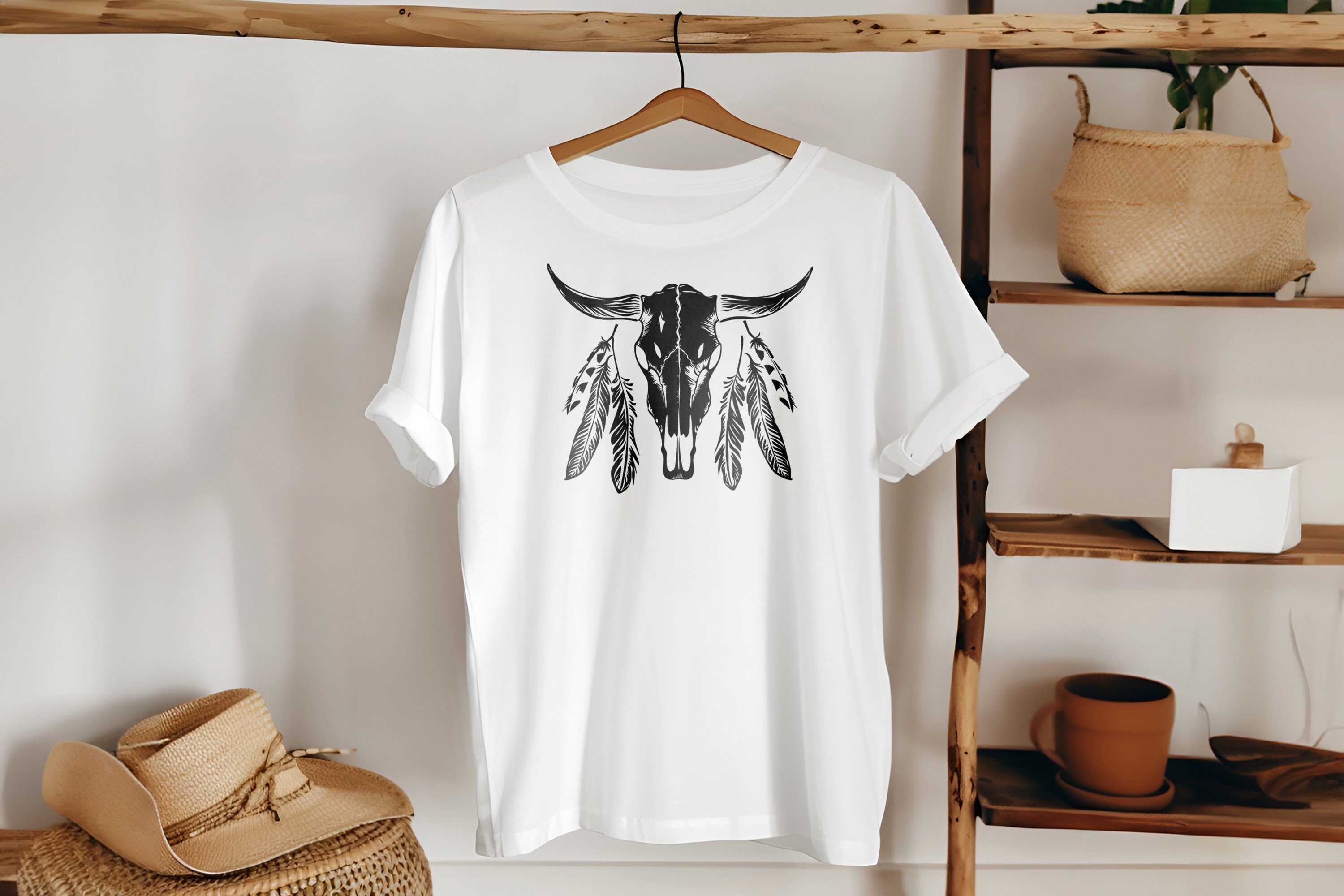 Boho Cow Skull SVG | Bull Skull Design | Western Bull Skull With ...
