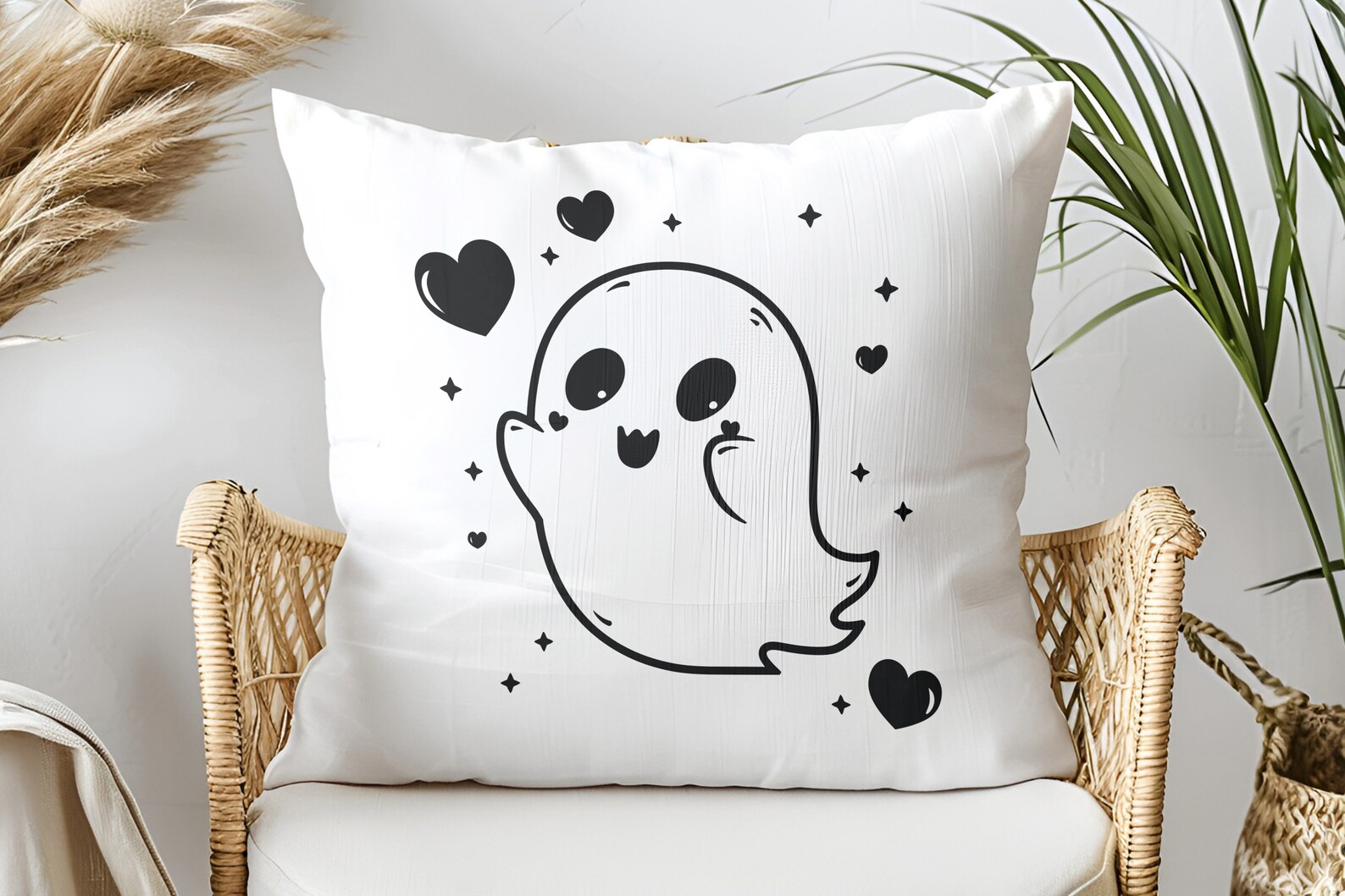 Kawaii Ghost SVG Clipart Cute Ghost SVG Adorable Ghost With Hearts PNG ...