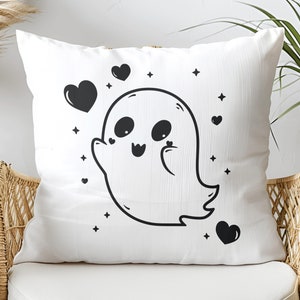 Kawaii Ghost SVG Clipart | Cute Ghost SVG | Adorable Ghost With Hearts ...