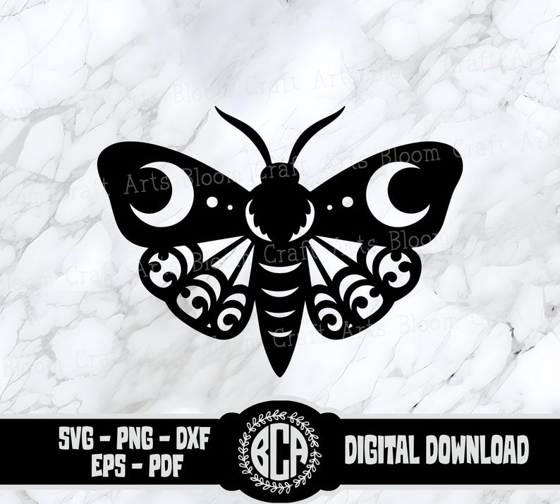 Moth SVG – Crescent Moon Butterfly Design – Dark Coquette Aesthetic ...