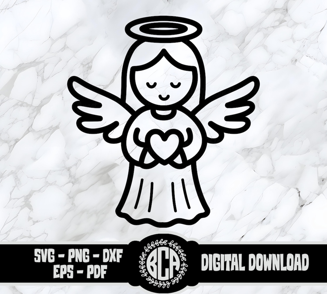 Angel SVG | Cute Angel PNG | Angel Holding Heart SVG | Christmas Angel ...