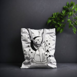 Mystical Cat SVG, Enchanted Moon Cat SVG, Celestial Cat and Mushrooms ...