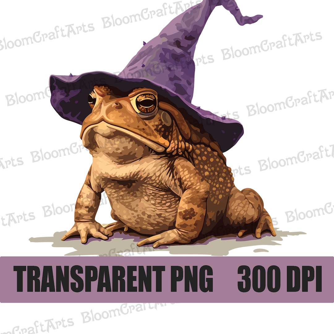 Mystic Toad in Wizard Hat, Witch Toad Clipart PNG, Magical Amphibian ...