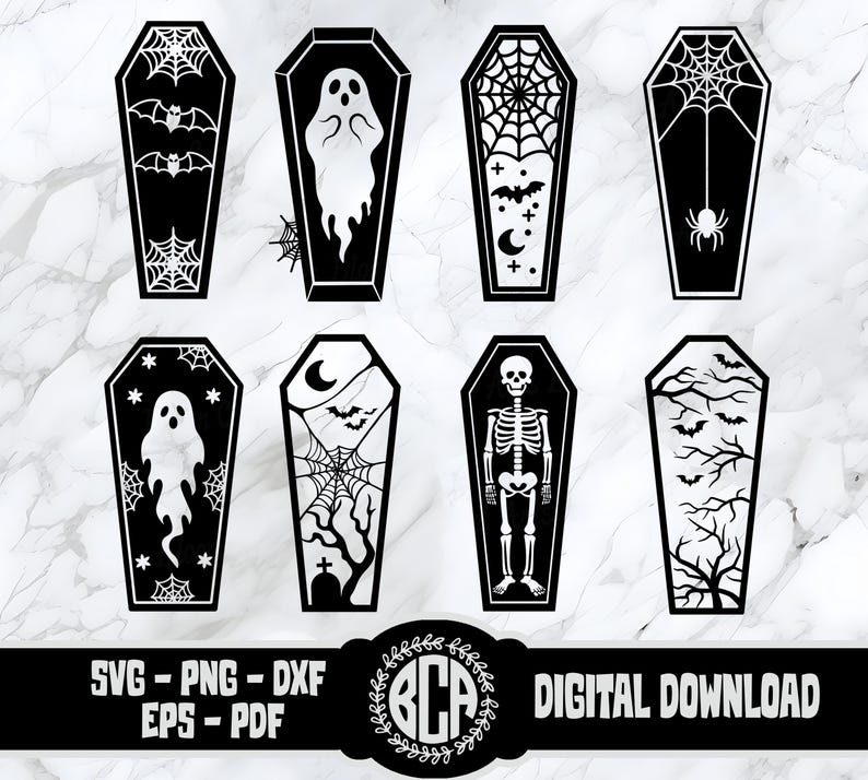 Halloween Coffin SVG Bundle | Coffin PNG Bundle | Spooky Coffins for Halloween Crafts | Cricut ...