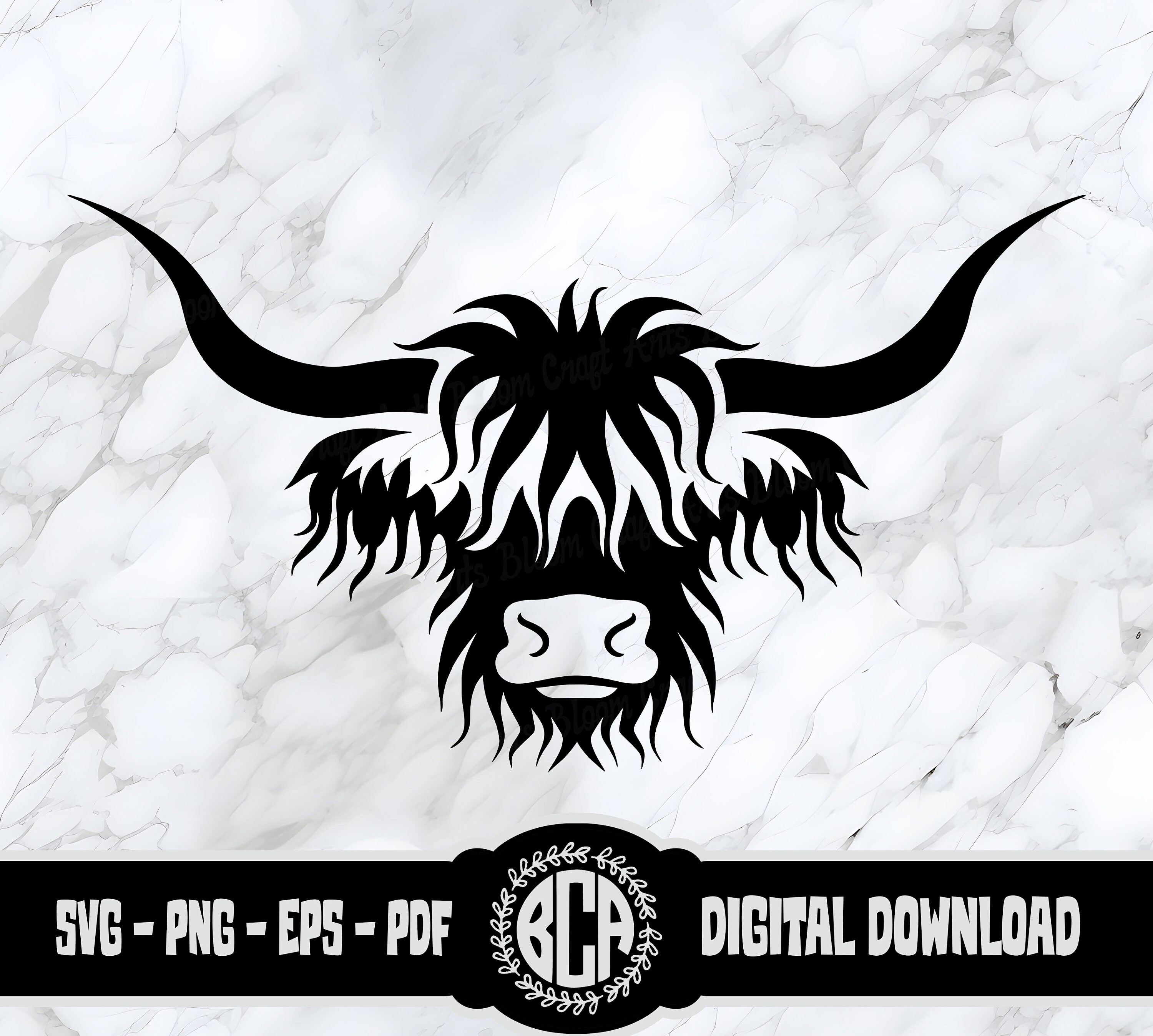 Highland Cow SVG Clipart Rustic Highland Cow PNG Shaggy Highland Cow ...