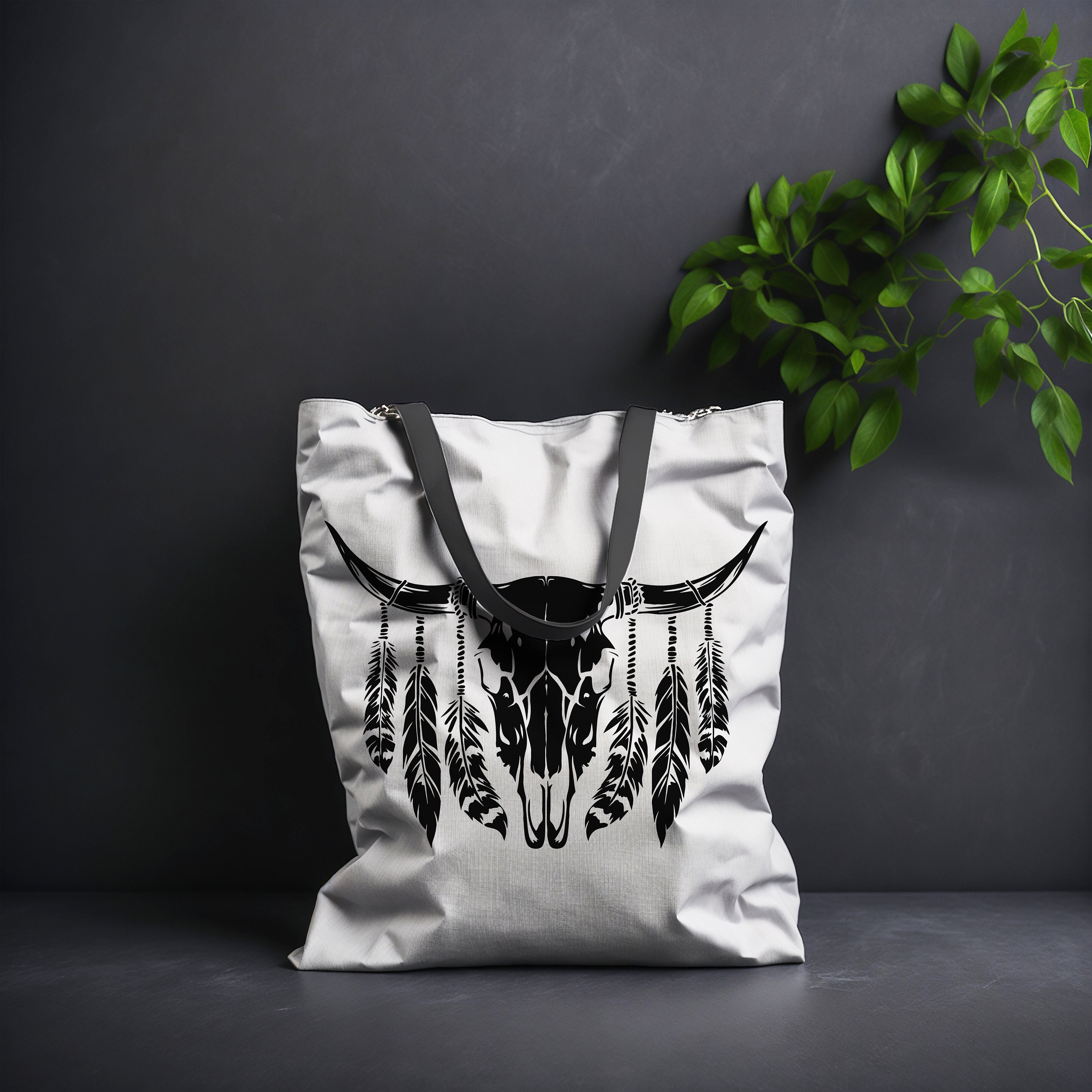 Boho Cow Skull SVG, Western Bull Skull Cut File, Longhorn Skull With ...