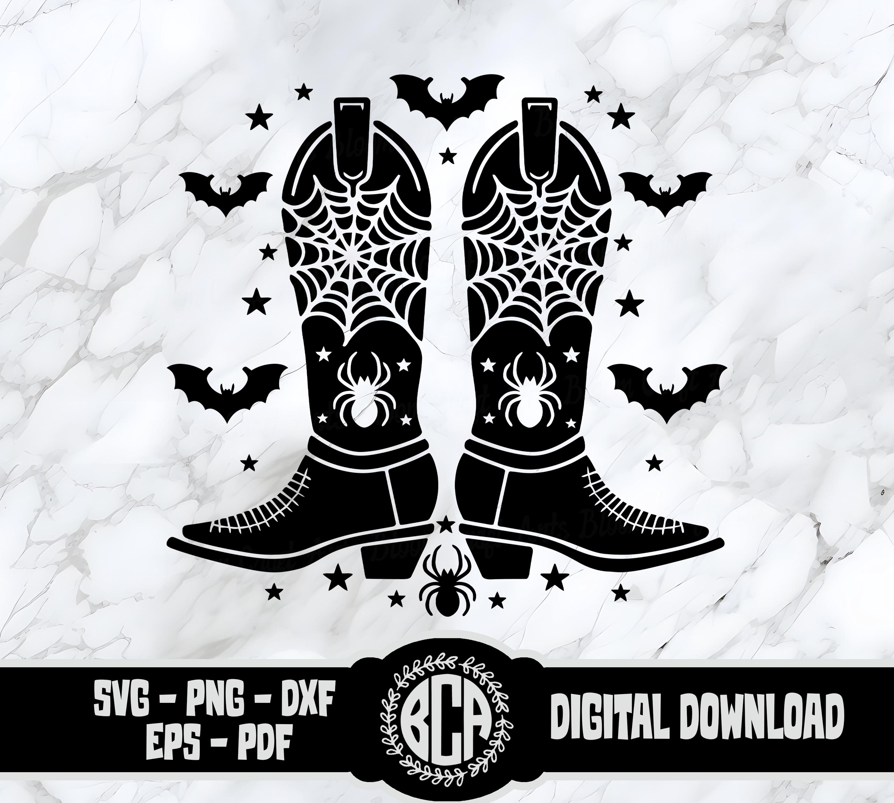 Spooky Cowboy Boots SVG | Halloween Cowgirl Boots SVG | Creepy Cowboy ...