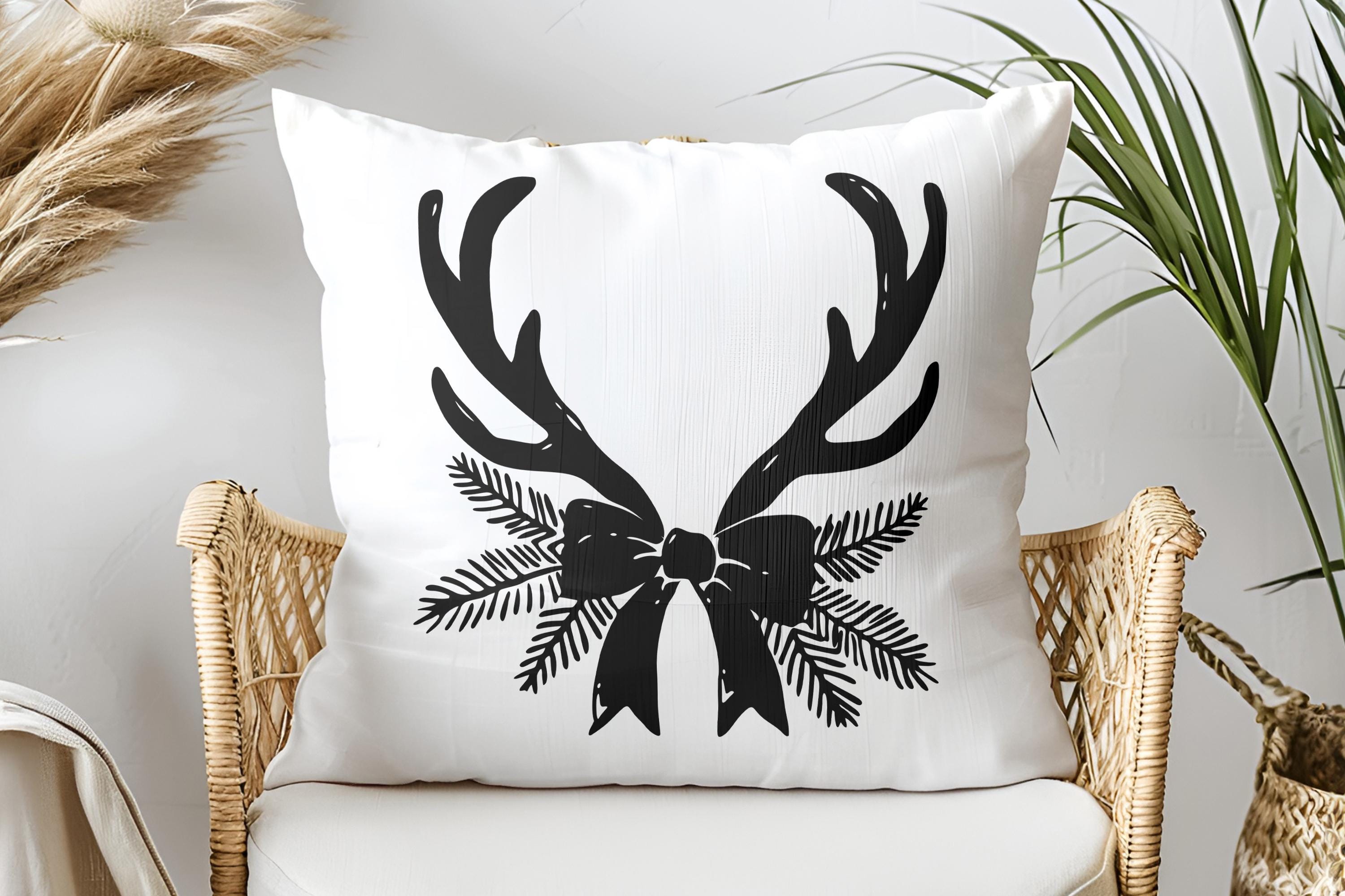 Antler Bow SVG | Rustic Christmas Deer Antler Wreath Cut File for ...