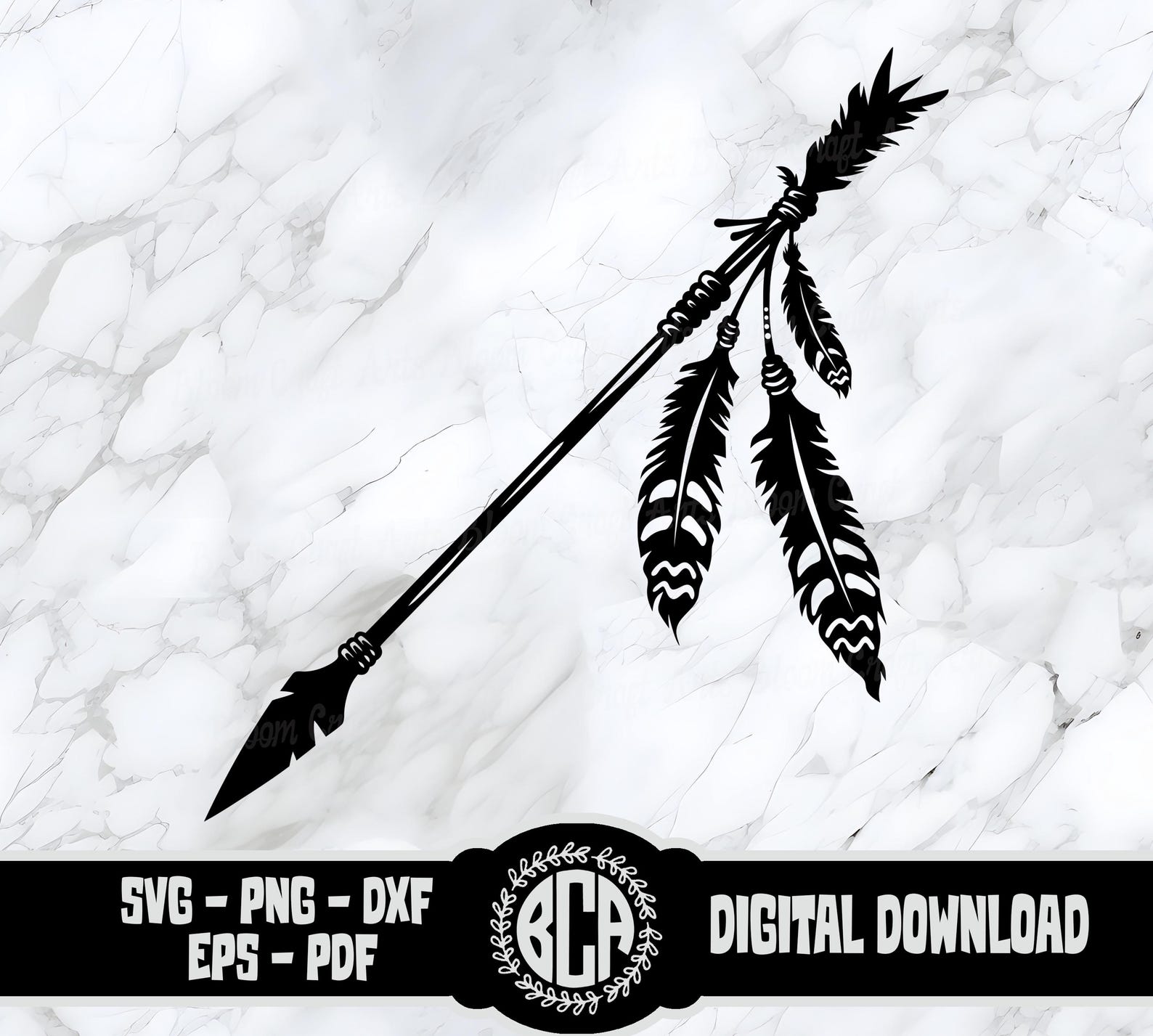 Boho Arrow SVG | Tribal Feather Arrow SVG Cut File | Arrow With Feathers Clipart for Cricut ...