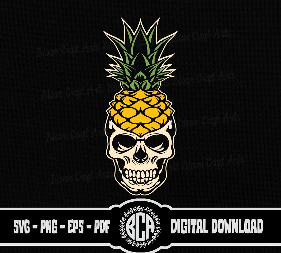 Pineapple Skull SVG | Pineapple Skull PNG | Tropical Skull SVG ...