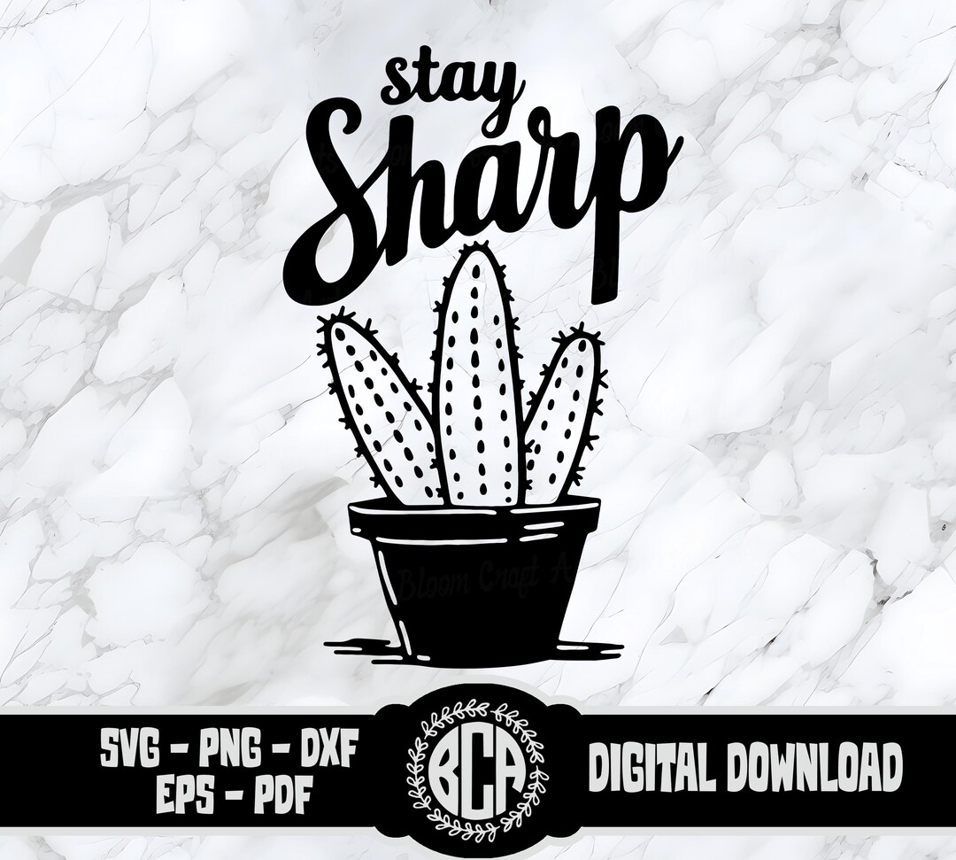 Stay Sharp SVG | Funny Cactus SVG | Motivational Plant Quote SVG ...