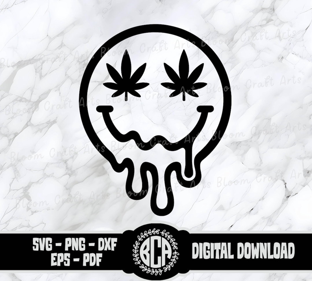 Weed Smiley Face SVG | Funny Stoner Design for Cricut | Weed Smiley SVG ...