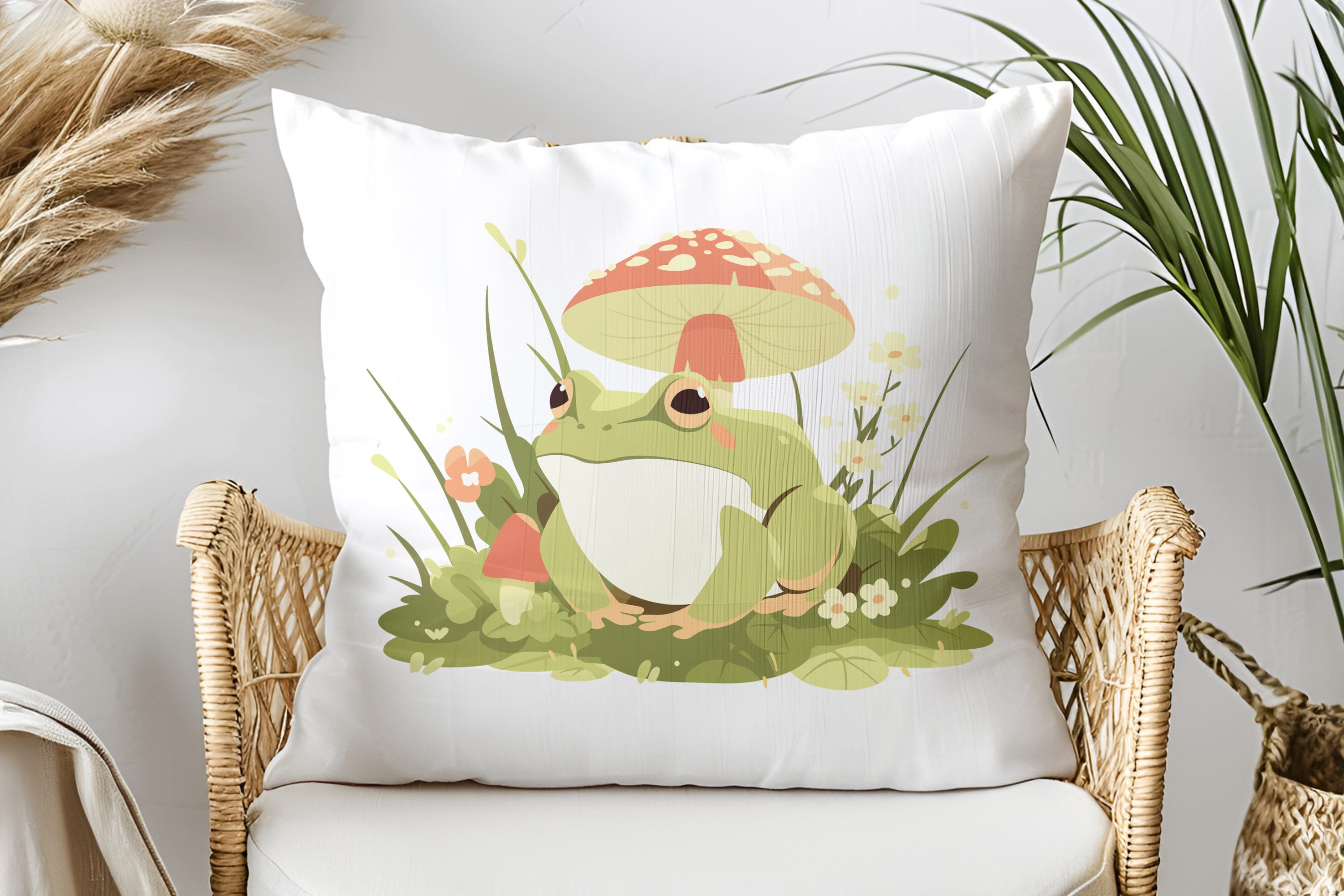 Cute Cottagecore Frog PNG | Kawaii Frog PNG | Frog and Mushroom Clipart ...